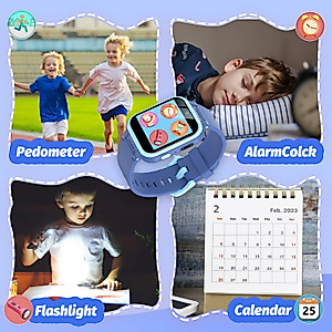 meoonley Kids Smart Watch with Puzzle Games HD Touch Screen Camera Video Music Player Pedometer Alarm Clock Flashlight Fashion Kids Smartwatch Gift for 6-13 Year Old Boys Girls Toys