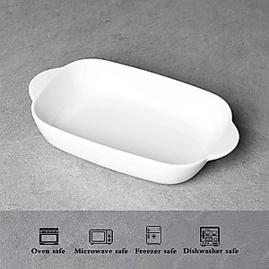 LEETOYI Ceramic 2.8 Quart Baking Dish, 9" x 13",Casserole Dish (White, Set of 2)