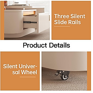 GraceNook Extended Oval Coffee Table with 2 Pu Leather Stools Set, Length Extend from 35"- 54", Nesting Coffee Table 3 Sets with Faux Marble Surface, Center Table with 2 Drawers for Living Room