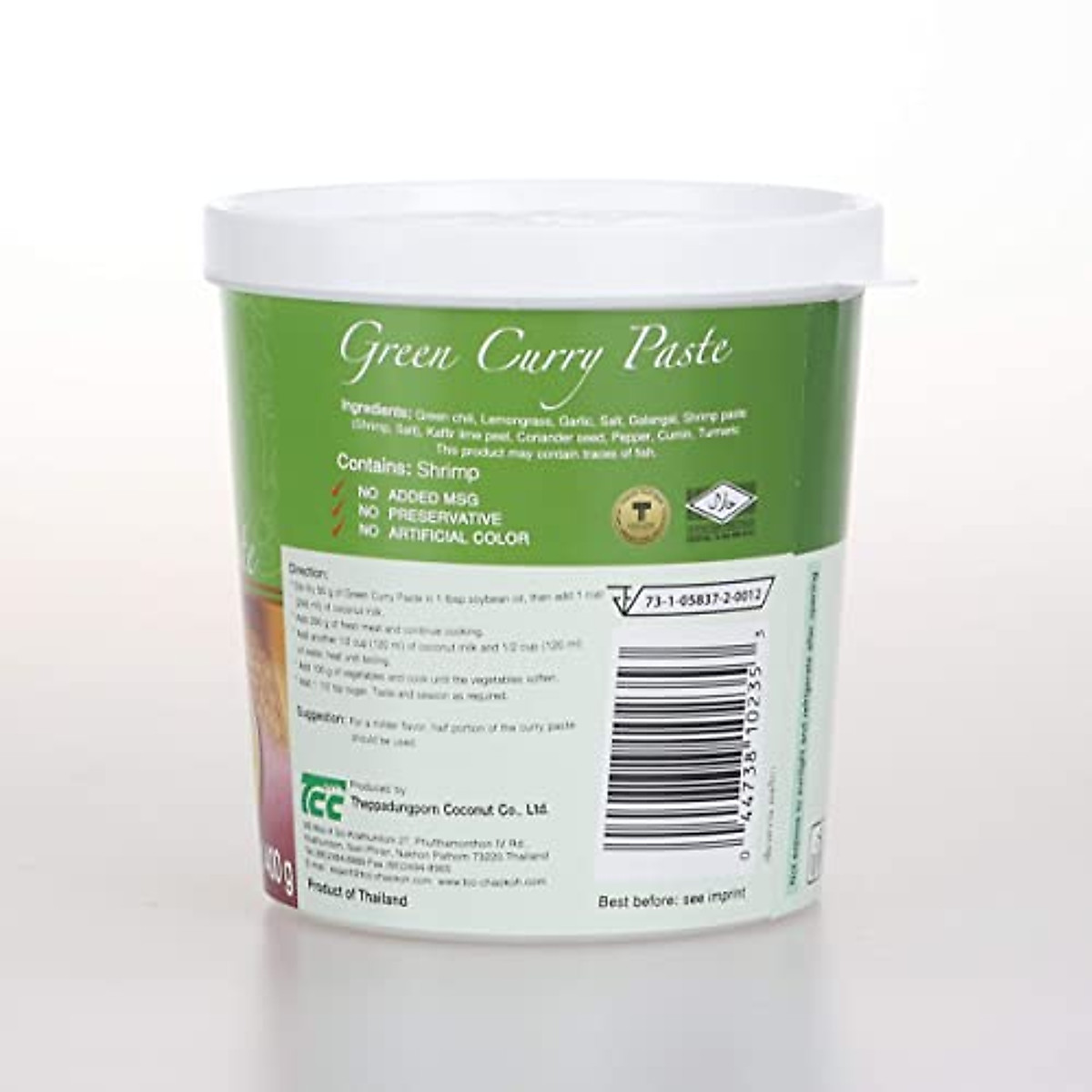 Mae Ploy Green Curry Paste, Authentic Thai Green Curry Paste for Thai Curries & Other Dishes, Aromatic Blend of Herbs, Spices & Shrimp Paste, (14oz Tub) (25469)