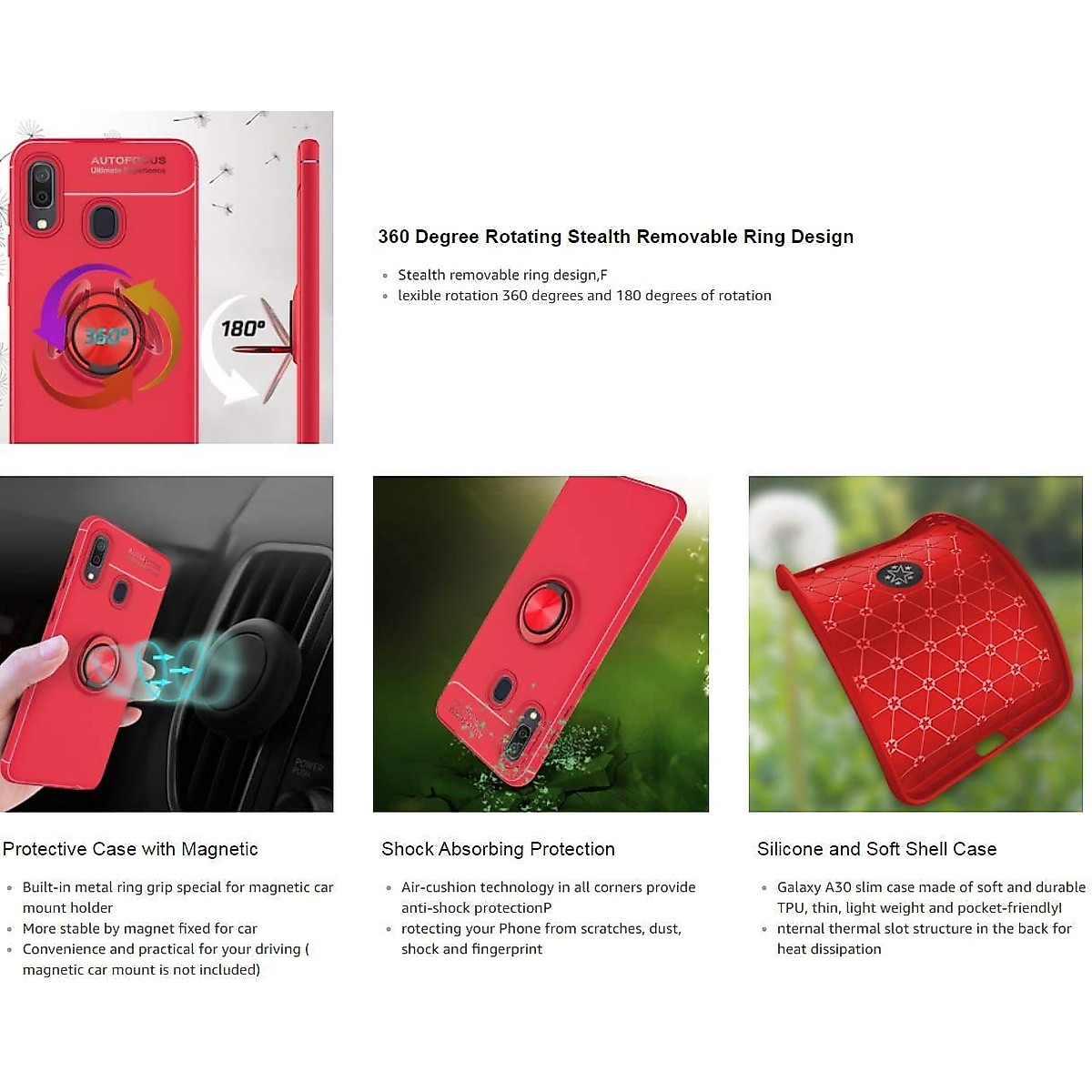 P/N BLU View 2 Case with Tempered Glass Screen Protector, Rotating Ring [Magnetic Car Mount] [360°Kickstand] Holder [Fashion] Soft TPU Protection Cover Case for BLU View 2 (Army Green)