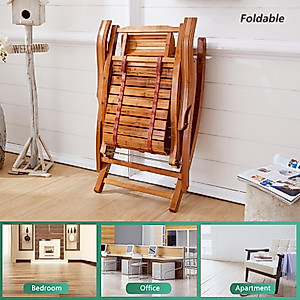 Bamboo Lounge Chair,Foldable Rocking Chair,Garden Deck Chairs for Elderly,Foldable Recliner,Outdoor Rocking Chair,Garden Chair,with Headrest Pillow and Foot Massage Board