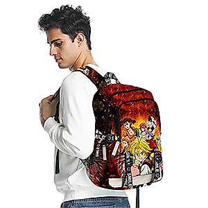 HANDAFA Anime The Seven Deadly Sins Backpack Large Capacity Daypack Multipurpose Shoulder Bag(Fire Group)