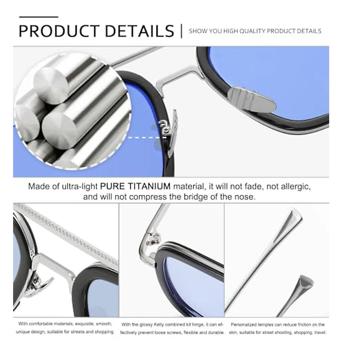 SHEEN KELLY Trendy Square Pilot Sunglasses Men Women Vintage Rectangular Metal Frame Shades Eye Glasses