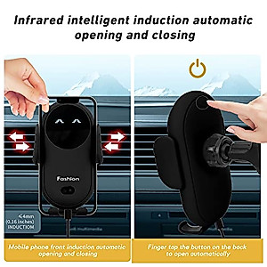 Wireless Car Charger, Phone Mount for Car Wireless Charger Smart Sensor Air Vent, Automatic Clamping Phone Holder Compatible with iPhone 13/12/11//XS/XR/8, Samsung S22/S21/S20/Note 20, etc(Black)