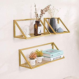PIBM Stylish Simplicity Shelf Wall Mounted Floating Rack Shelves Simple Iron Art Bedroom Bookshelf Storage,3 Sizes,2 Colours, Metallic , ABC Combination