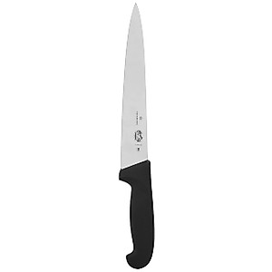 Victorinox Blade1 Fibrox Pro Black Carving-Straight 10" Semi-Flexible Pointed Blade 1" Width at Handle, 10 inch, Multi