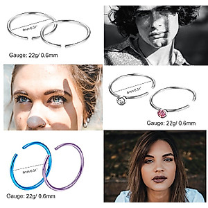 EIELO 240 Pcs Nose Ring Studs Set for Women Men Surgical Stainless Steel Nose Hoop CZ Bone Nose Studs Ring Nose Piercing Jewelry 20G 22G 1.5mm 2mm 2.5mm L Shaped