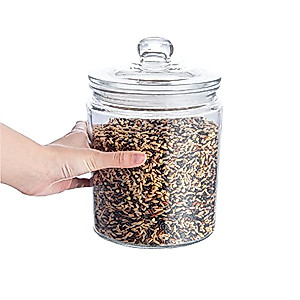 Restaurantware Vetri 0.5 Gallon Glass Storage Jar 1 Dishwashable Glass Cookie Jar - Airtight Seal Wide Opening Clear Glass Candy Jar Knob Handle Lid For Kitchen Laundry Or Storage