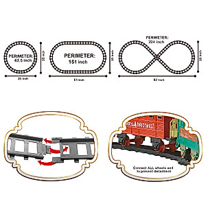 JOYIN Christmas Train Set with Real Smoke, Battery Operated Electric Train Set Including Steam Locomotive Engine, Passenger Car, Gift Car, 2 Xmas Elves, 1 Santa Santa and More! Best Xmas Train Gifts