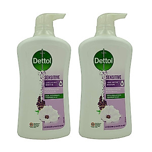 Dettol Anti Bacterial pH-Balanced Body Wash, Sensitive, 21.1 Oz / 625 Ml (Pack of 2) for Moisturizing