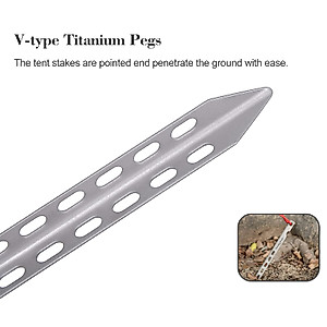 iBasingo 6pieces/Lot Ultralight Titanium Tent Pegs Outdoor Camping Tent Stakes for Sand Heavy Duty Portable Tent Nail for Garden Picnic A-Ti4008P