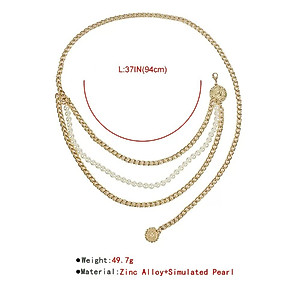 Zehope Layered Waist Chain Gold Belly Chain Peal Dresses Chain Body Chain Accessories Jewelry for Women