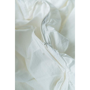 4 Pieces Vintage Stone Washed Cotton Bedding Sets Girls Princess Ruffle Duvet Cover Pillowcases Full Queen Size Bed Sheets White/Pink/Sage Green/Grey (41YS-1-White, Queen Size 4pcs)