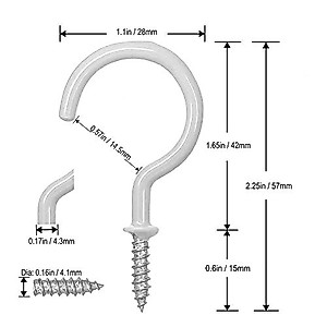 Fjiangyi Pack of 40 Utility 1-1/2 inch Ceiling Hooks Vinyl Coated Screw-in Wall Hooks Plant Hooks Hangers Kitchen Hooks Cup Hooks for Indoor & Outdoor Use