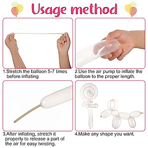 100Pcs 260 Balloons Clear Long Balloons for Balloon, Premium Quality Latex Twisting Balloons for Animals Modeling Christmas Birthday Wedding Party Decorations)