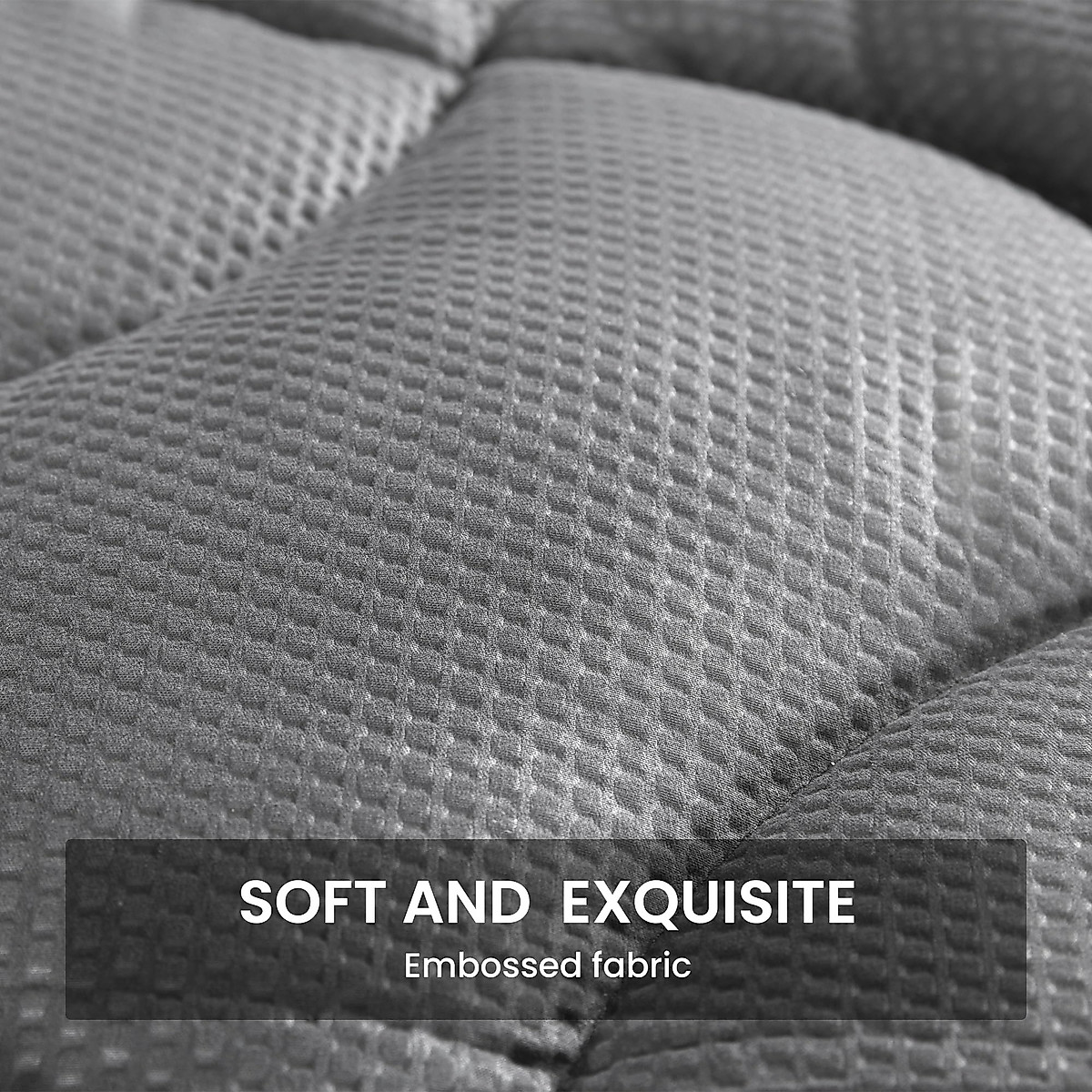 SLEEP ZONE Cooling Twin Mattress Topper for Single Bed, Premium Zoned Cool Mattress Pad Cover, Padded Mattress Protector Breathable Washable, Deep Pocket 8-21" (Grey, Twin, 39 x 75)