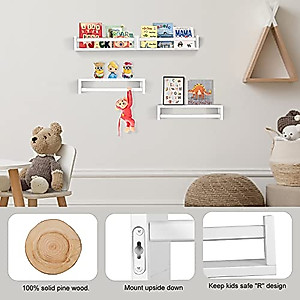 BOMID White Floating Shelves Wall Shelves,Crown Molding Wall Mounted Mantle Shelf of Molding Ledge Wall Shelves Set of 2, 16 3/4 inches (White)