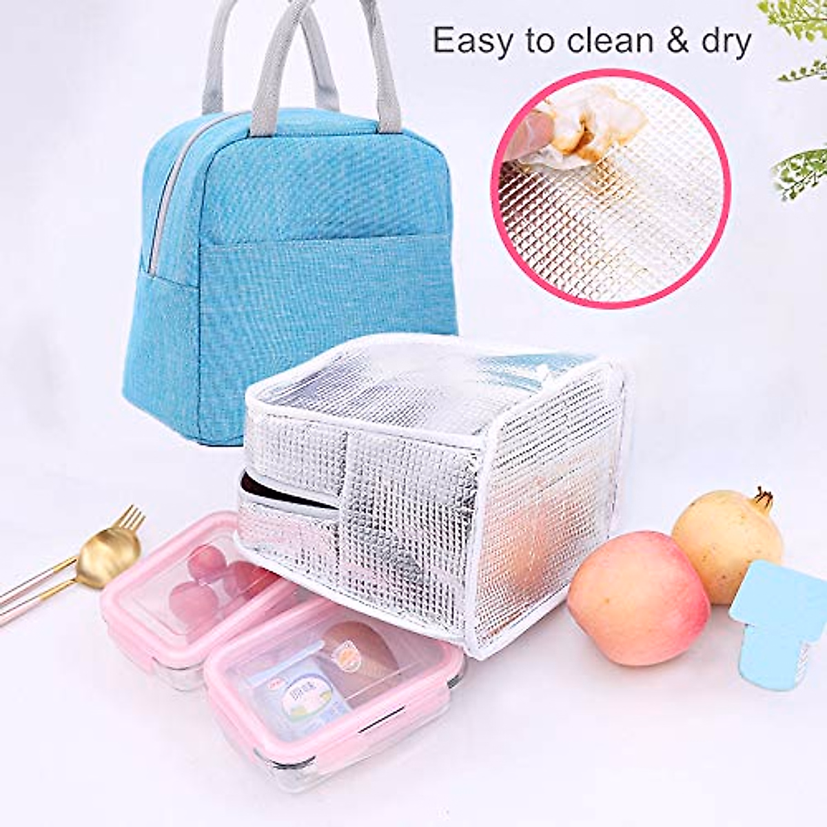 Small Lunch Bags for Women and Men Kids Insulated Cooler Lunch Tote Bag Reusable Lunch Box Kids for Back to School, Work, Office(Sky Blue)