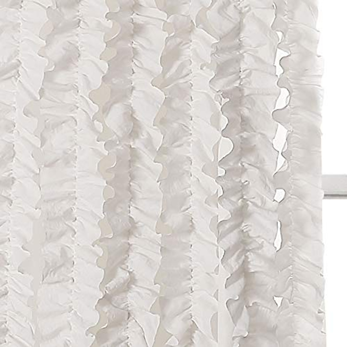 Lush Decor, White Sophia Ruffle Curtain | Textured Window Panel Set for Living, Dining Room, Bedroom (Pair), 84” x 40, 84" x 40"