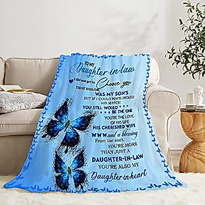 to My Daughter in Law Throw Blanket, Super Soft Fluffy Flannel Fleece Blanket Gifts for Daughter in Law Fit for Sofa Chair Bed Office Couch Travelling Camping Picnic Gift All Season 80"x60" for Adult