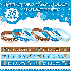 Zomiboo 36 Pieces Baby Shower Rubber Bracelets, It's a Boy It's a Girl Wristbands Elephant Baby Shower Decorations for Boy Girl Baby Shower Party Favor Gender Reveal Party Supplies (Bear Style)