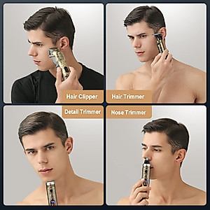 Suttik Hair Clippers for Men Nose and Beard Trimmer Set of 3, Professional Cordless Barber Clippers for Hair Cutting Grooming Kit, Rechargeable, LCD Display