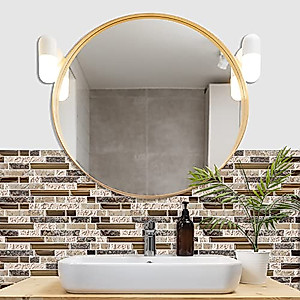 Yipscazo Peel and Stick Backsplash Tile for Kitchen Adhesive Stick on Backsplash Laundry Bathroom Textured Vinyl Sticker Wallpaper Smart Tile in Sandstone (10 Sheets 10 Inchx10 Inch)