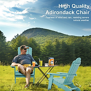 ROCKINGRUN Adirondack Chair Set of 4,Adirondack Chair Weather Resistant, Outdoor Patio Chairs, Plastic Fire Pit Chair for Lawn Outdoor Porch Garden Backyard Deck,Blue