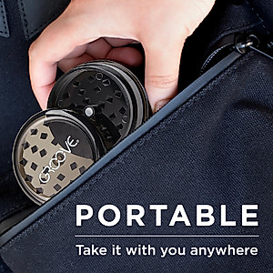 GROOVE Premium Herb Grinder - 2-Piece Acrylic Herb Grinder with Integrated Storage Compartment and Magnetic Closure – Ultra-Sharp Teeth for Smooth Grinding – BPA-Free (Black)