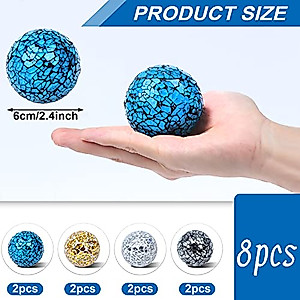 8 Pieces Mosaic Glass Orbs Balls Mosaic Sphere Glass Globe Decorative Orbs Centerpiece Balls Decorative Glass Balls for Bowls Vases Dining Table Centerpiece Decor