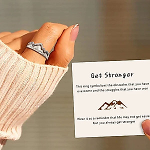 Get Stronger Mountain Ring Adjustable Opening Symbolizes The Obstacles That You Have Overcome and The Struggles That You Have Won for Women Sterling Silver (Adjustable)
