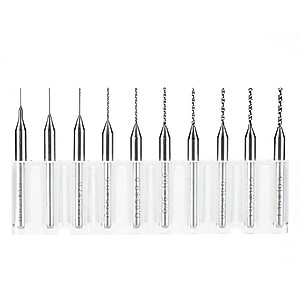 HUHAO 10PCS PCB Drill Bits Sets Spiral Flute Carbide 0.25mm to 1.15mm Carbide PCB Mini Drill Bit CNC Engraving Tool Tungsten Steel for Print Circuit Board Jewelry (2680)