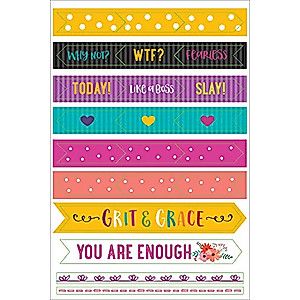 Essentials Planner Stickers -- Wake Up Kick Ass Repeat (Set of 150 Stickers)