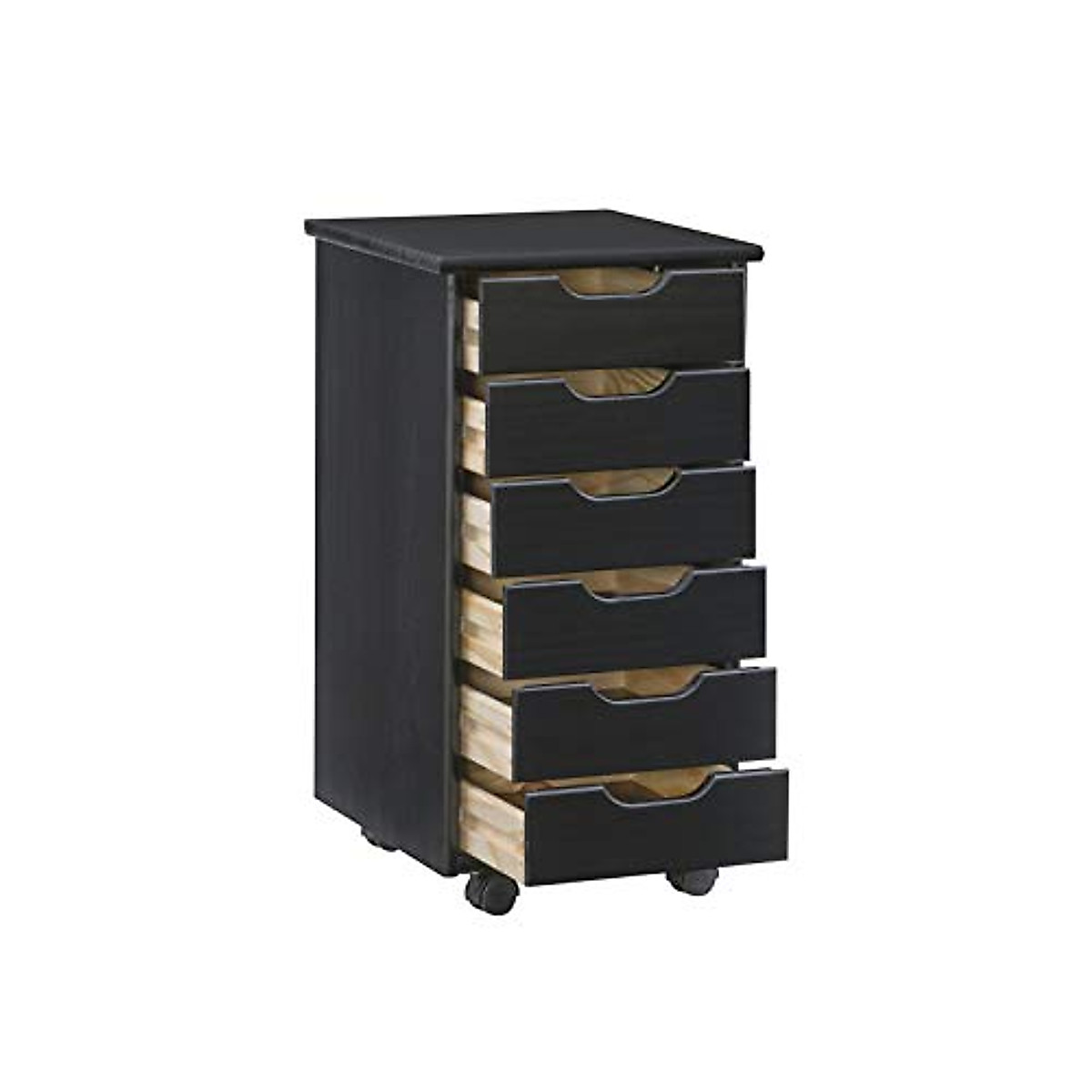 Linon Six Drawer Rolling Storage Corinne Cart, Black 6