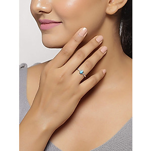 YoTreasure 0.64 ct. t.w. Larimar & White Topaz .925 Sterling Silver Engagement Ring