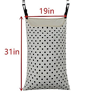 HDHYK Adjustable Space Saving Door Hanging Laundry Hamper Bag Dorm Laundry Bag,Wide Open Top Over The Door Laundry Hamper with Free Hanging Hooks