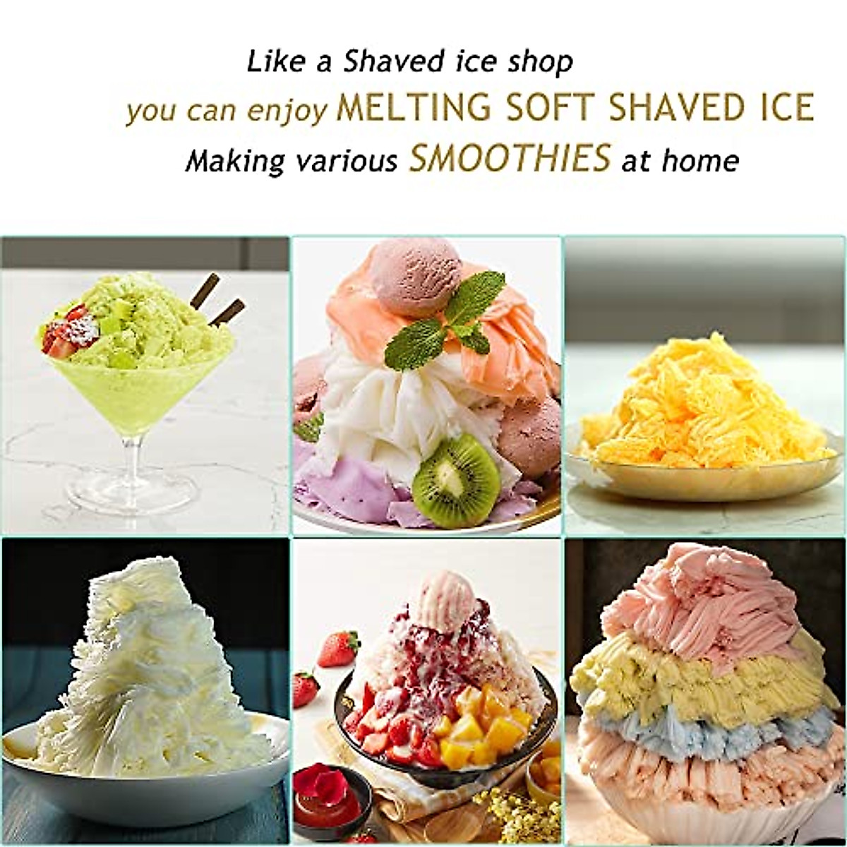 Shaved Ice Maker Snow Cone Rechargeable Slushie Machine Ice Cream Maker for Family Portable USB Charger 2 Set Block Ice Molds (Black)