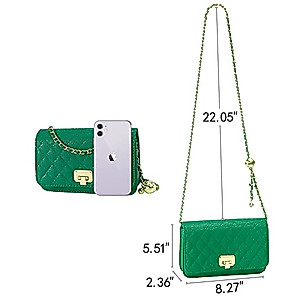 Hysnan Quilted Crossbody Bags for Women Small Leather Clutch Purses Crossbody Handbags Shoulder Bag with Chain Strap