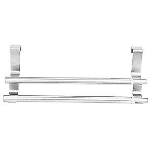 Hztyyier Towel Bar Stainless Steel Double Layers Telescopic Towel Holder Rack for Hanging on Cabinet and Drawers, Thickness Less Than 0.79 Inch