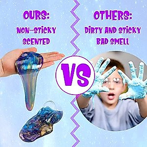 Galaxy Slime, 24 Pack Slime Eggs Kit for Kids Boys Girls Stress Relief Toys Party Favors for Kids 4-8 Slime Easter Egg Goodie Bag Easter Basket Stuffers Christmas Stocking Valentines Birthday Gifts