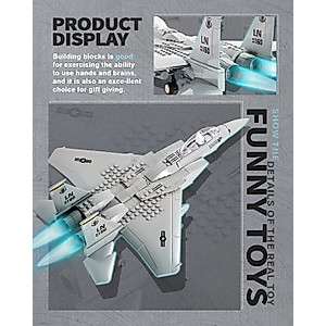 dOvOb Military F-15 Eagle Fighter Jet Building Blocks Set, Army Plane Toys as Gift for Kids or Adult (270 Pieces)