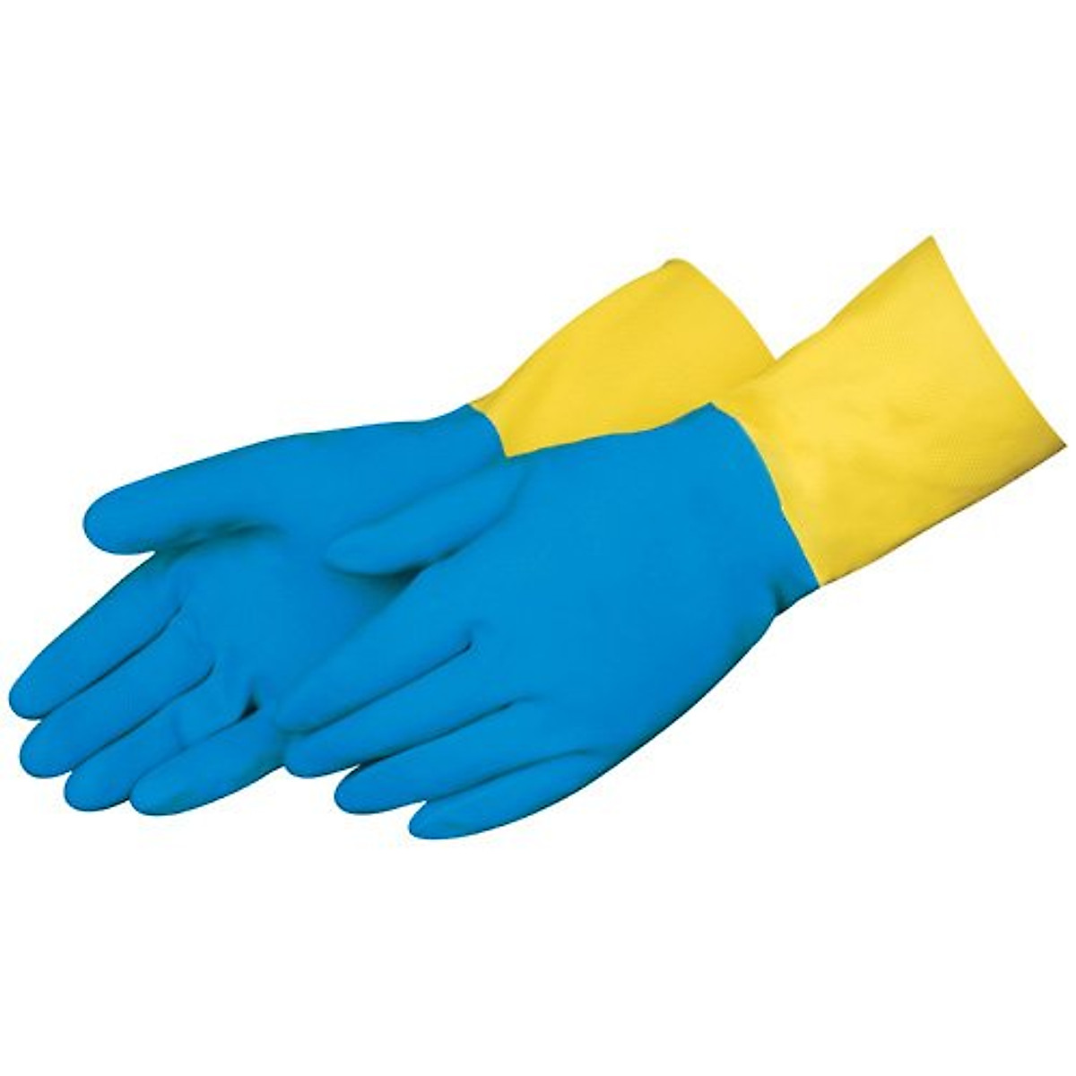 Liberty 2570SP Neoprene/Latex Liquid Proof Unsupported Glove with Flock Lined, Chemical Resistant, 28 mil Thickness, 13" Length, Large, Blue/Yellow (Pack of 12)