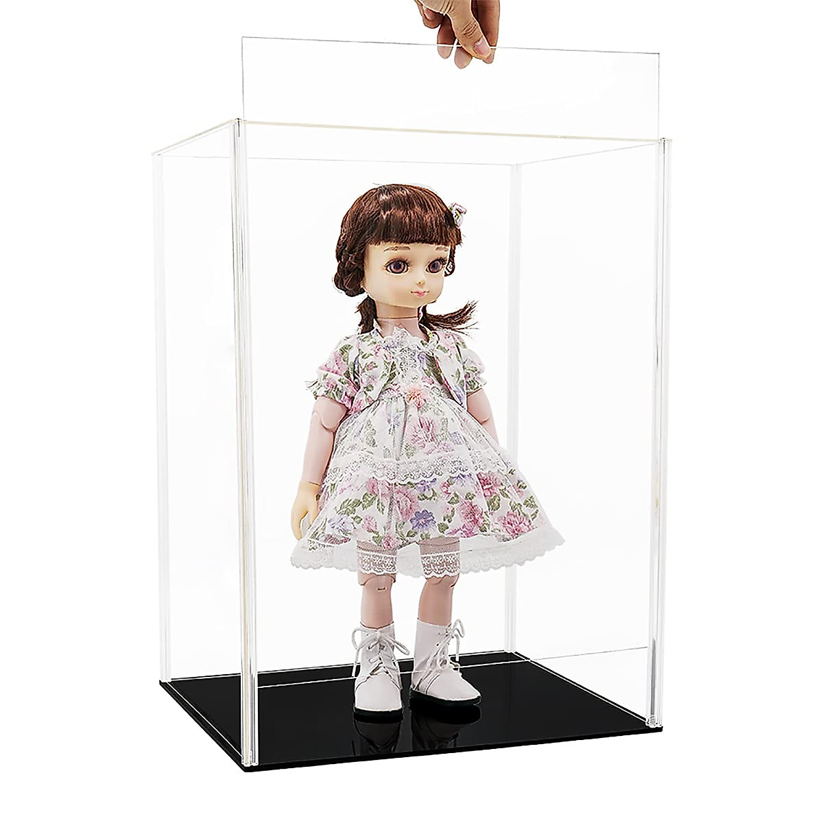 Tingacraft Acrylic Display Case (14.5 x 11.8 x 20 inch) for 18 20 inch Doll Action Figure Clear Box for Collectibles, Assembly Required