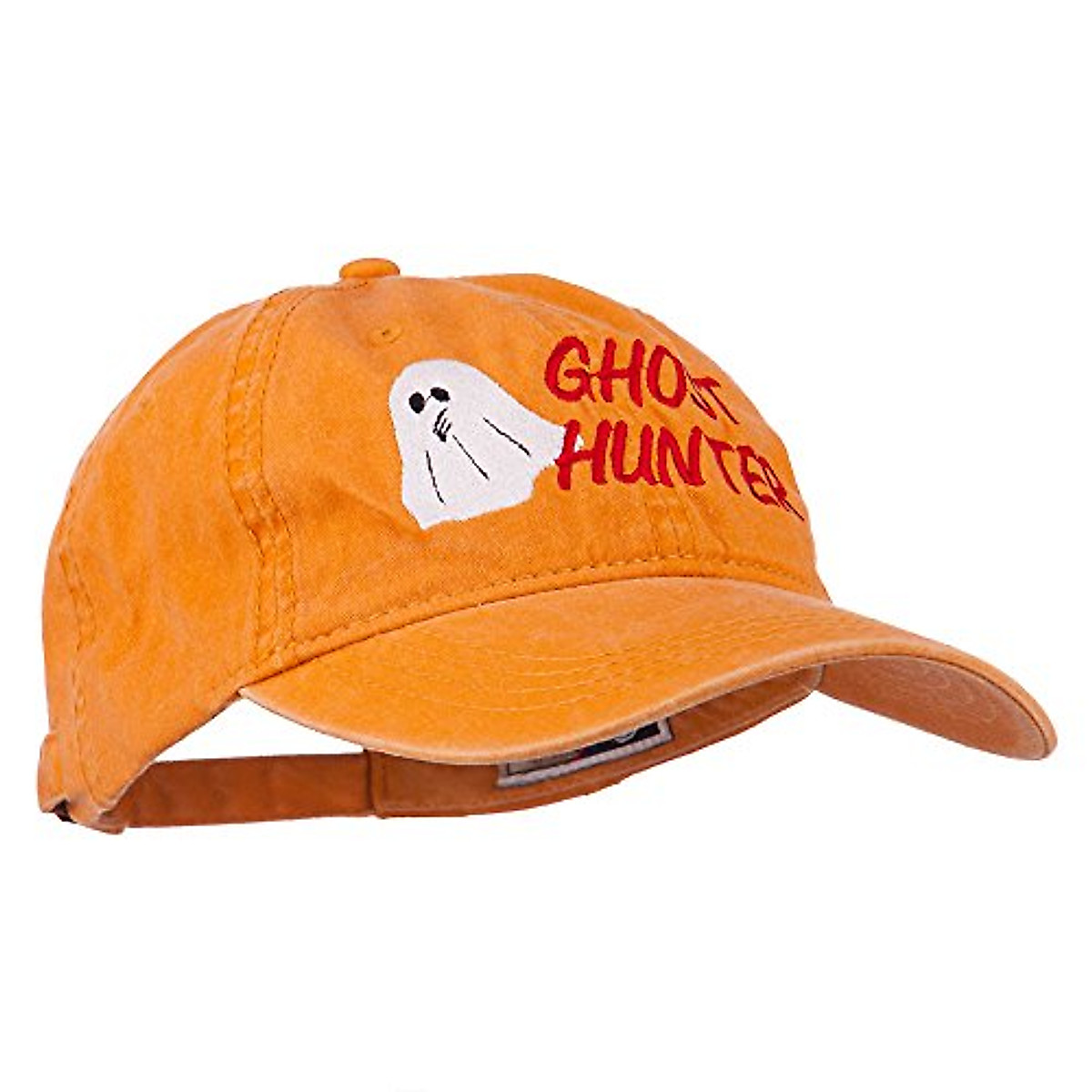 e4Hats.com Halloween Ghost Hunter Embroidered Washed Dyed Cap - Orange OSFM