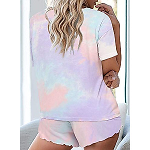 Ekouaer Tie Dye Pajamas Set Womens Loungewear Sleepwear 2 Piece PJ Sets