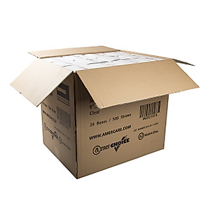 AmerCare 9 Inch Jumbo Clear Paper Wrapped Straws, Case of 12,000