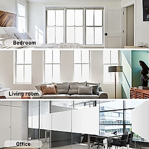 LEMON CLOUD Window Privacy Film Frosted,Non Adhesive Opaque Bathroom Door Window Film,Static Cling Stickers Privacy Day and Night,Vinyl Glass Coverings for Home Office(17.5 x 78.7 Inch, Pure White)