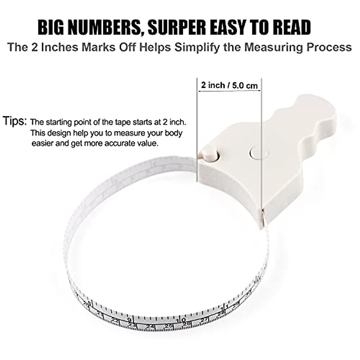 Body Measure Tape Accurate Body Measuring Tape Automatic Telescopic Body Fat Measuring Tape with Lock Pin & Push-Button Arms Chest Thigh Waist Measure Tape for Fitness, Weight Loss, Muscle Gain