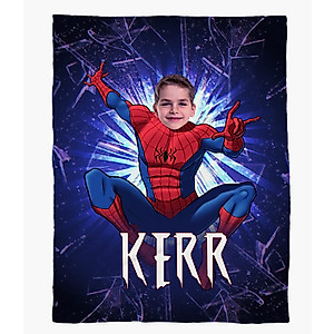 ROYAMS Kids Superhero Blanket Personalized Photo Kids Super Hero Blanket Custom Superhero Blankets for Kids